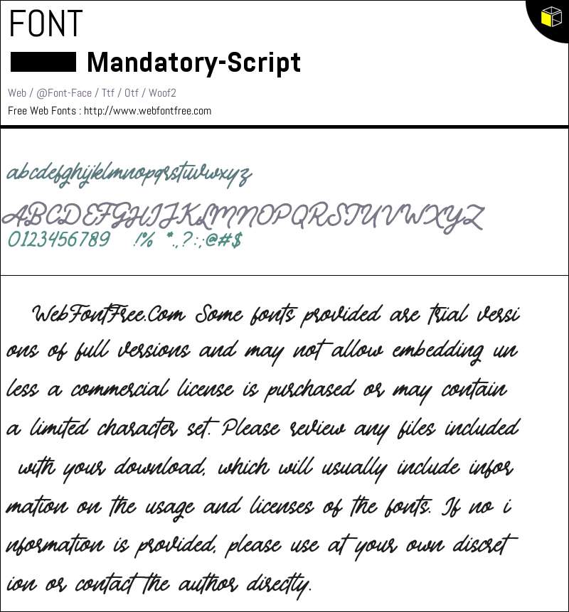 Mandatory Script Fonts Downloads - WebFontFree.Com