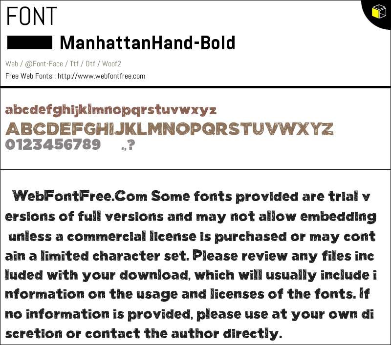 Manhattan Hand Bold Fonts Downloads - WebFontFree.Com