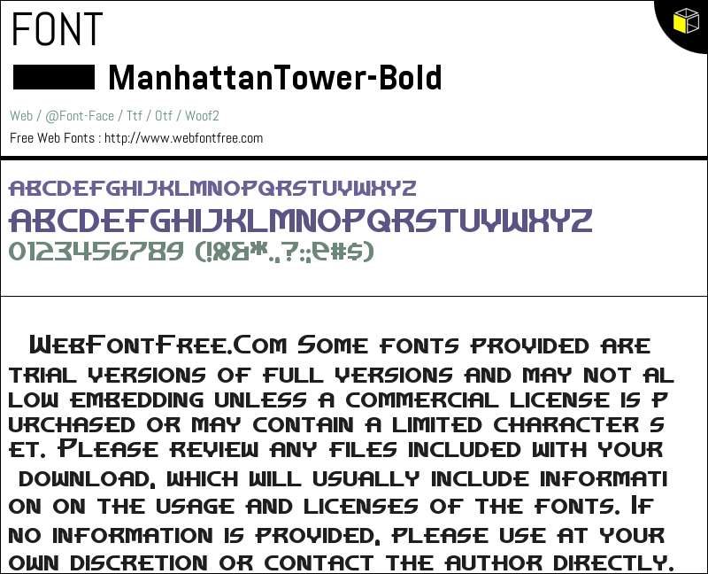 Manhattan Tower Bold Fonts Downloads - WebFontFree.Com