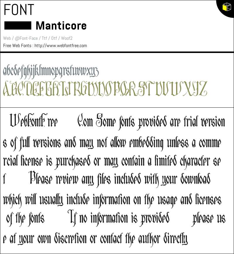 Manticore Fonts Downloads - WebFontFree.Com