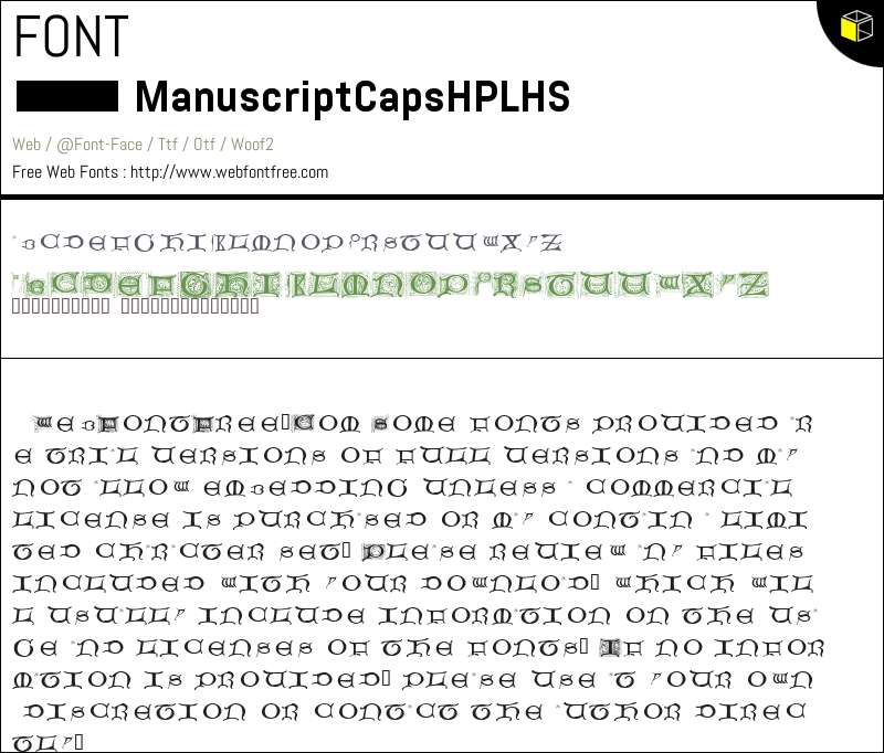 Manuscript Caps HPLHS Fonts Downloads - WebFontFree.Com