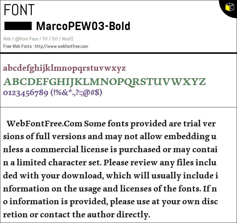 Marco PE W03 Bold Fonts Downloads - WebFontFree.Com