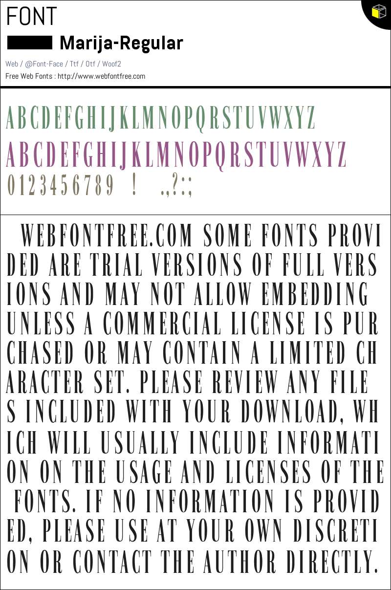 Marija Regular Fonts Downloads - WebFontFree.Com