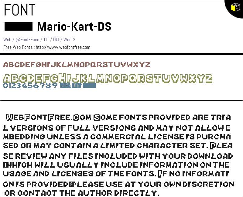 Mario Kart DS Regular Fonts Downloads - WebFontFree.Com