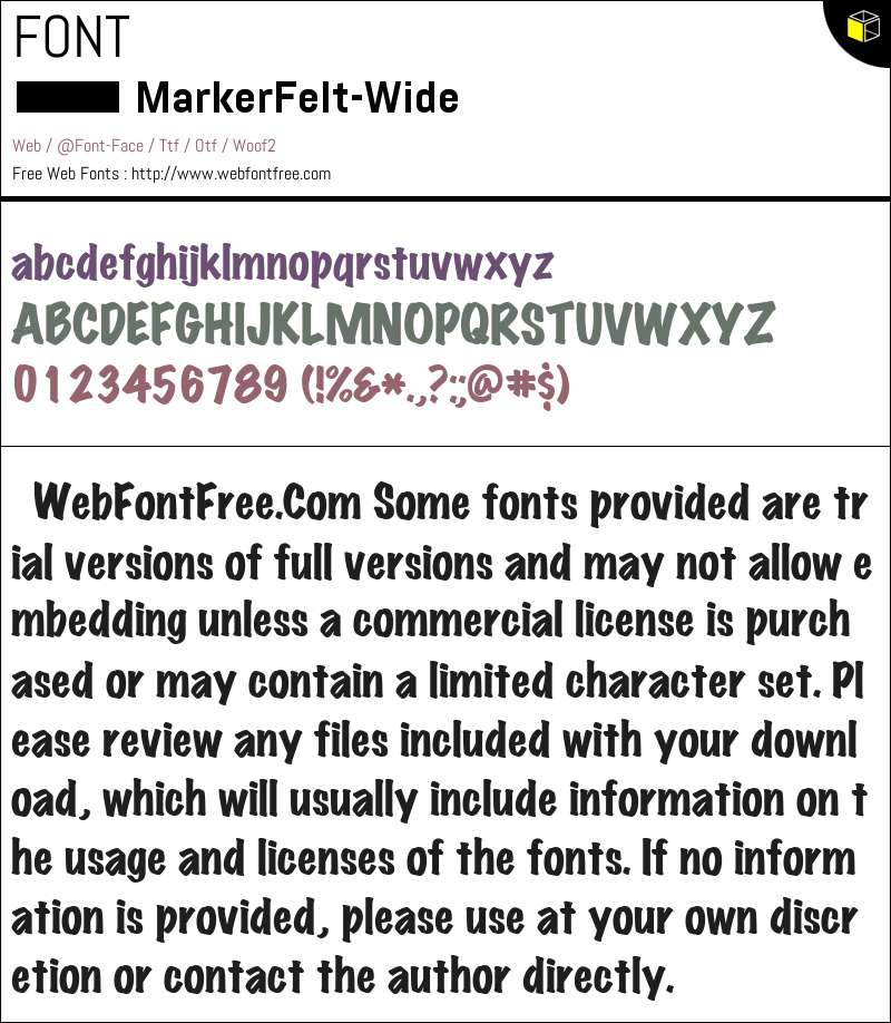 Marker Felt Wide Fonts Downloads - WebFontFree.Com