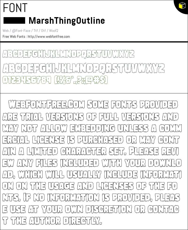 Marsh Thing Outline Fonts Downloads - WebFontFree.Com