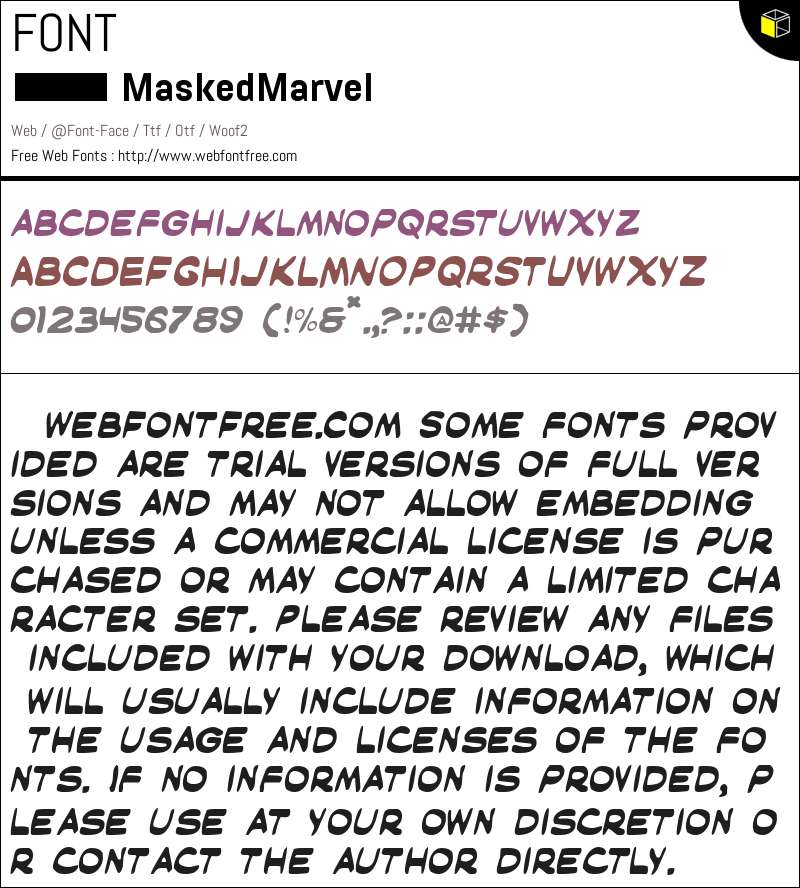 Masked Marvel Fonts Downloads - WebFontFree.Com
