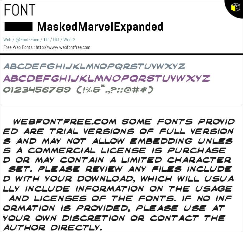 Masked Marvel Expanded Fonts Downloads - WebFontFree.Com