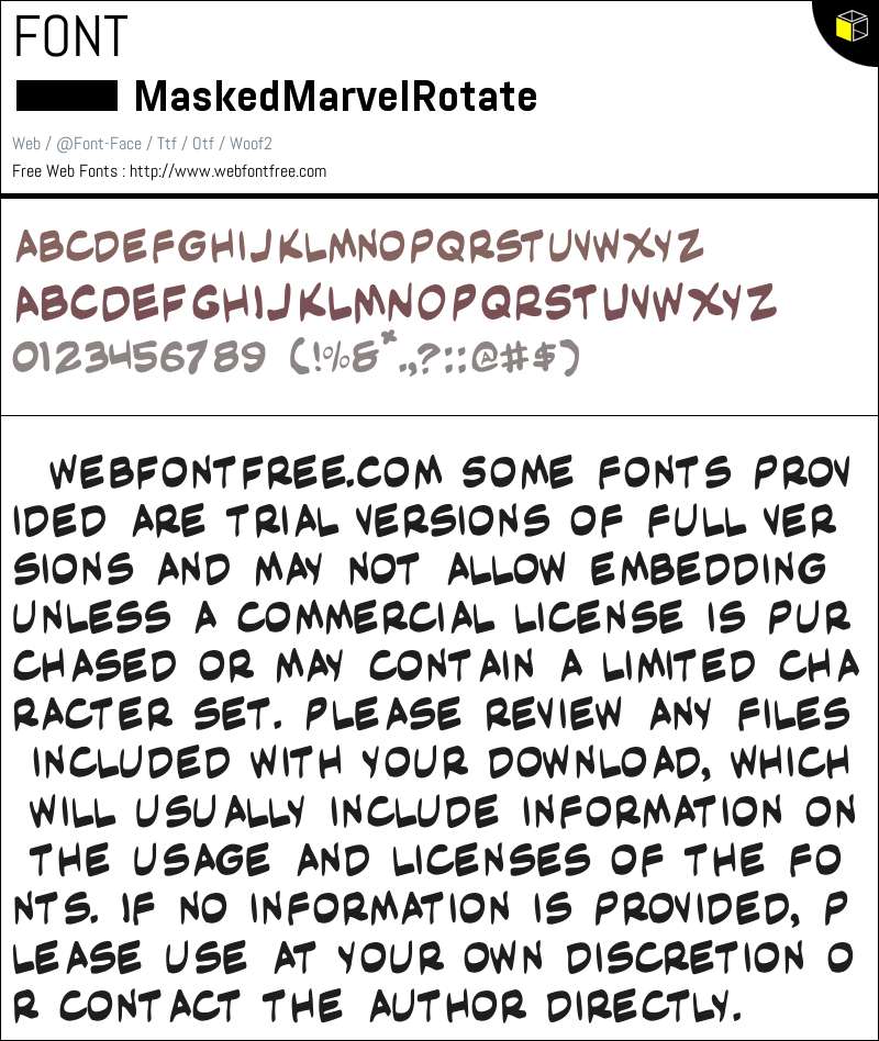 Masked Marvel Rotate Fonts Downloads - WebFontFree.Com