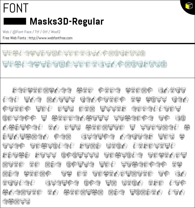 Masks 3D Regular Fonts Downloads - WebFontFree.Com