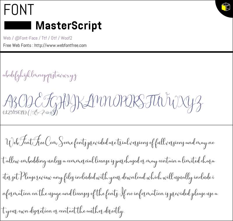 Master Script Fonts Downloads - WebFontFree.Com