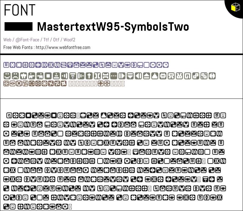 Mastertext W95 Symbols Two Fonts Downloads - WebFontFree.Com