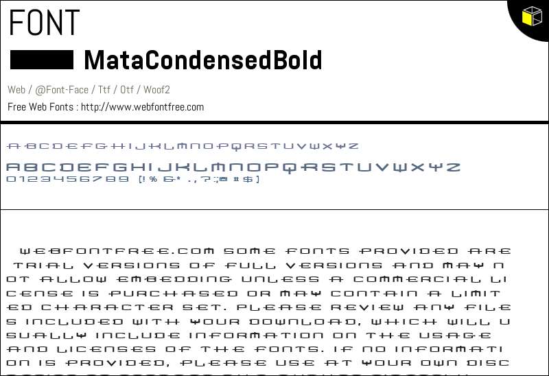 MataCondensed Bold Fonts Downloads - WebFontFree.Com