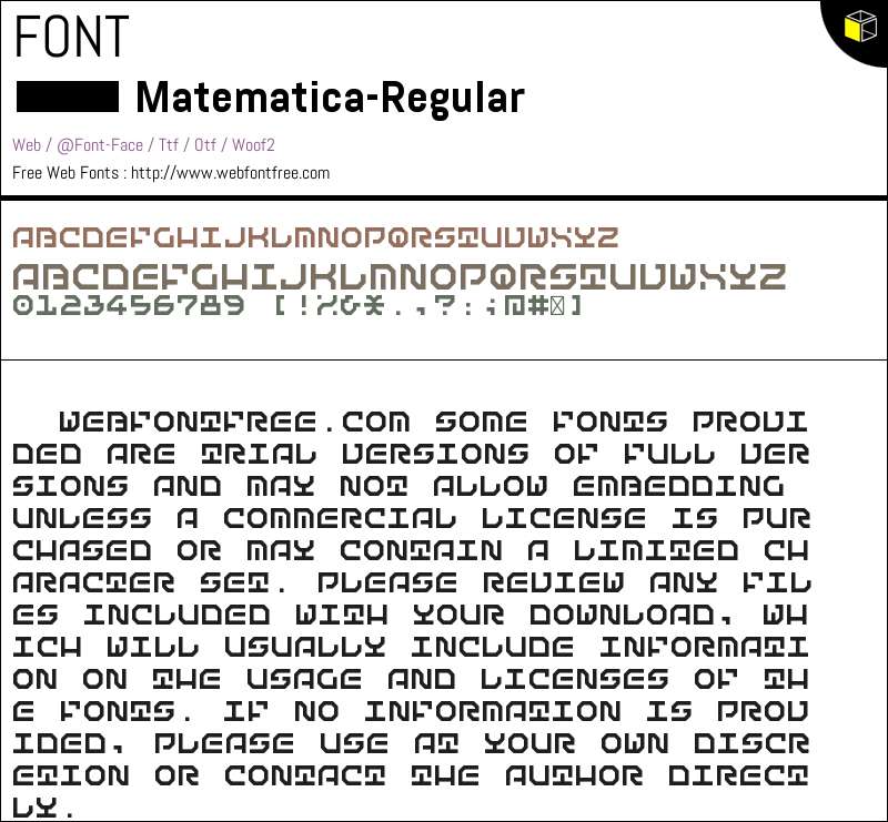 Matematica Fuentes Descargar - WebFontFree.Com