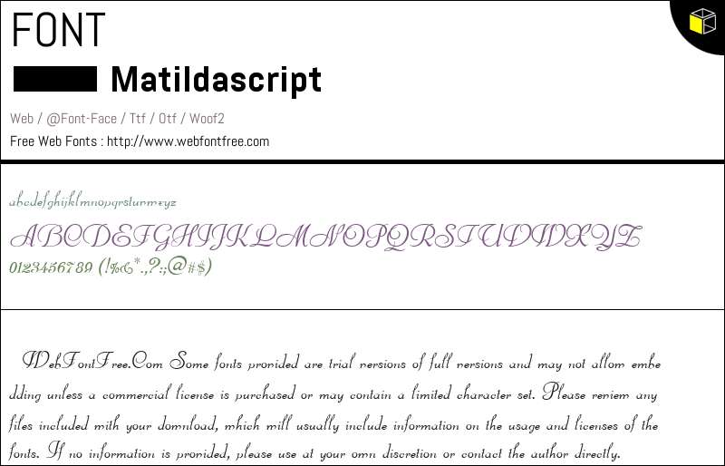 Matilda script Fonts Downloads - WebFontFree.Com