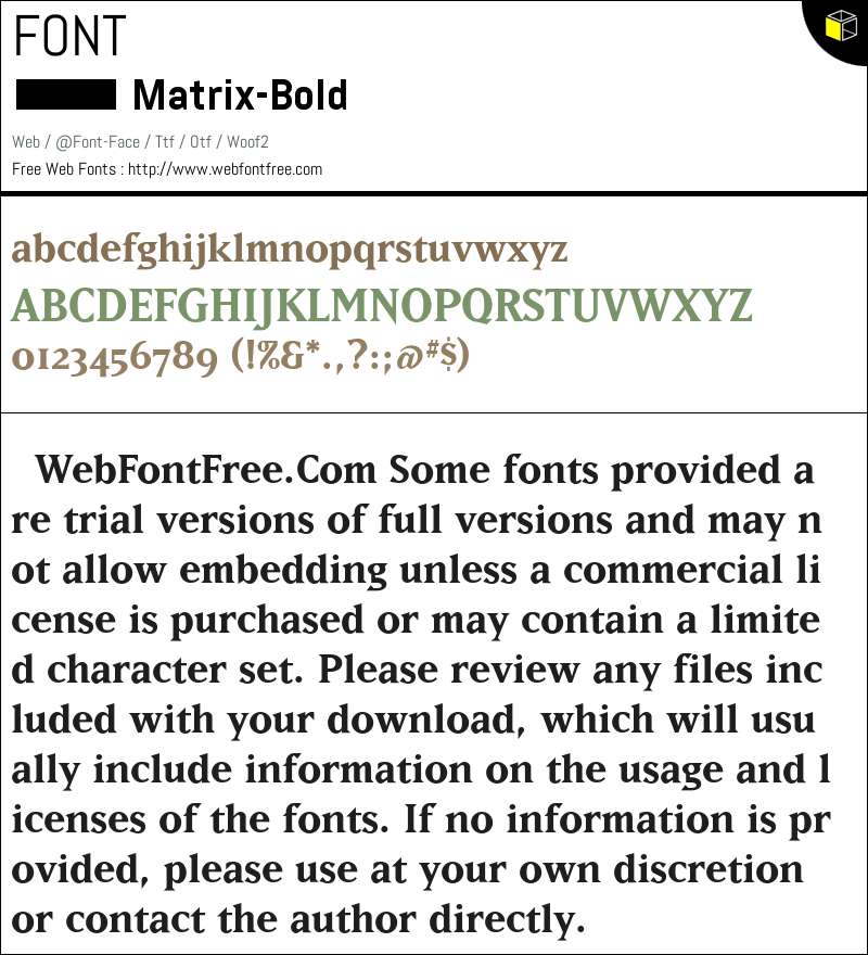 Matrix-Bold Fonts Downloads - WebFontFree.Com