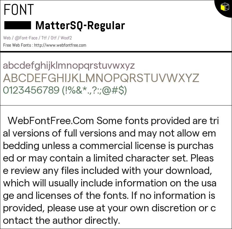 Matter SQ Regular Fonts Downloads - WebFontFree.Com