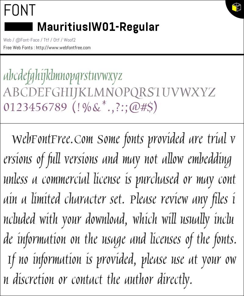 Mauritius I W01 Regular Fonts Downloads - WebFontFree.Com