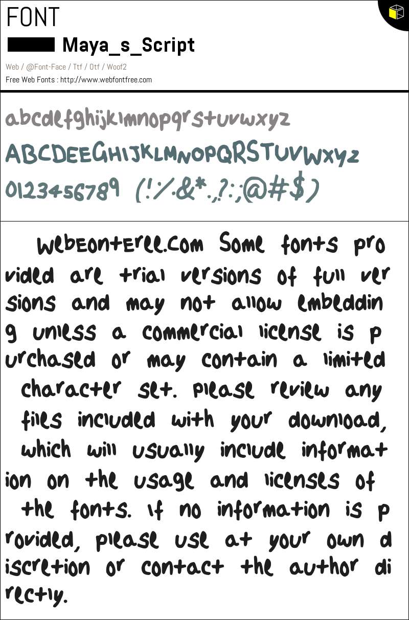 Maya_s_Script Fonts Downloads - WebFontFree.Com