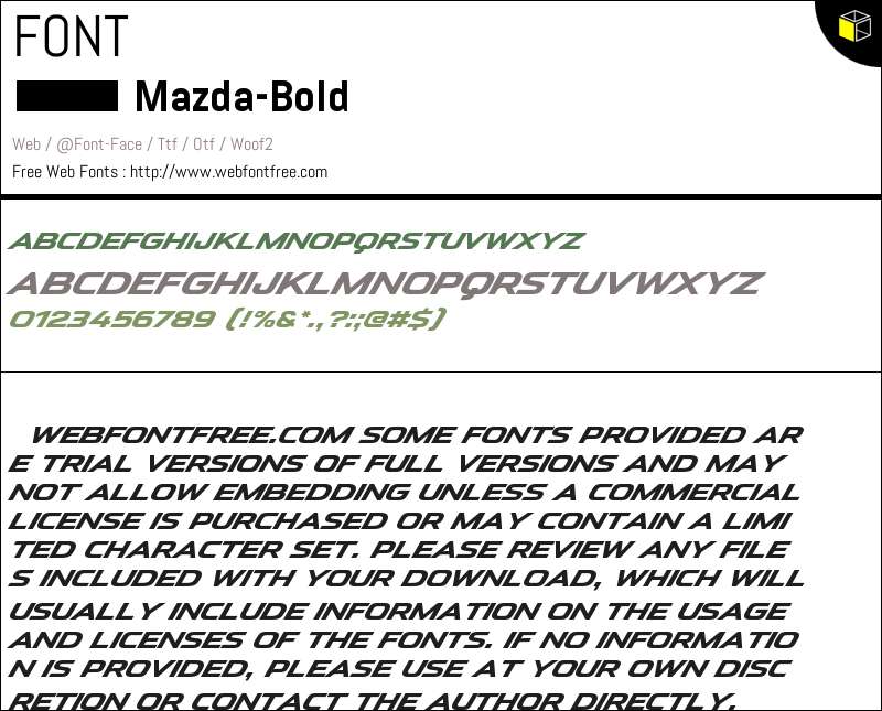 Mazda Bold Fonts Downloads - WebFontFree.Com