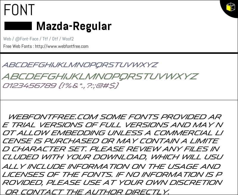 Mazda Fonts Downloads - WebFontFree.Com