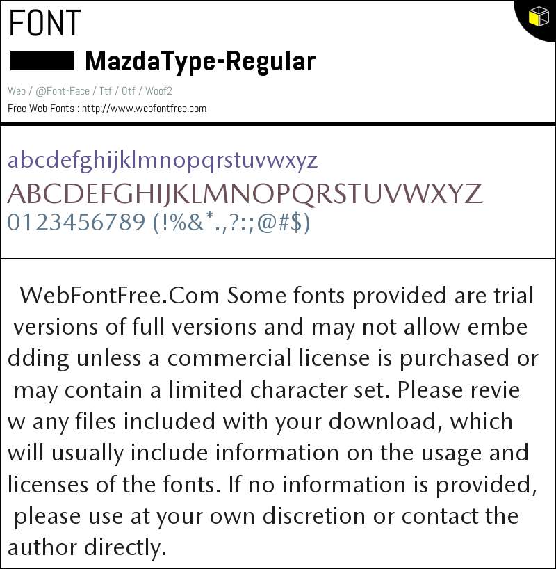 Mazda Type Regular 字体 下载 - WebFontFree.Com