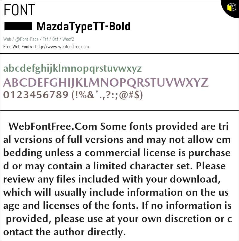 Mazda Type TT Bold Fonts Downloads - WebFontFree.Com