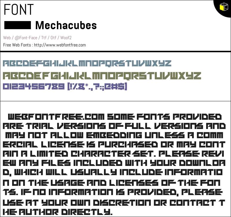 Mechacubes Fonts Downloads - WebFontFree.Com