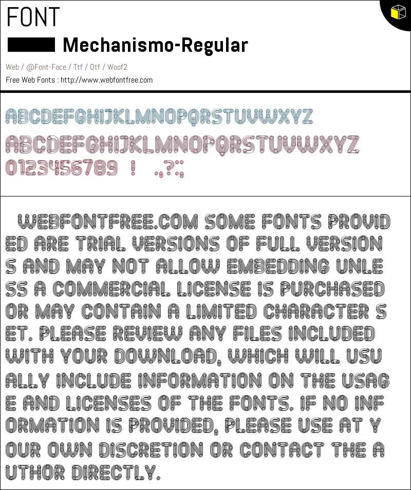 Mechanismo Regular Fonts Downloads - WebFontFree.Com
