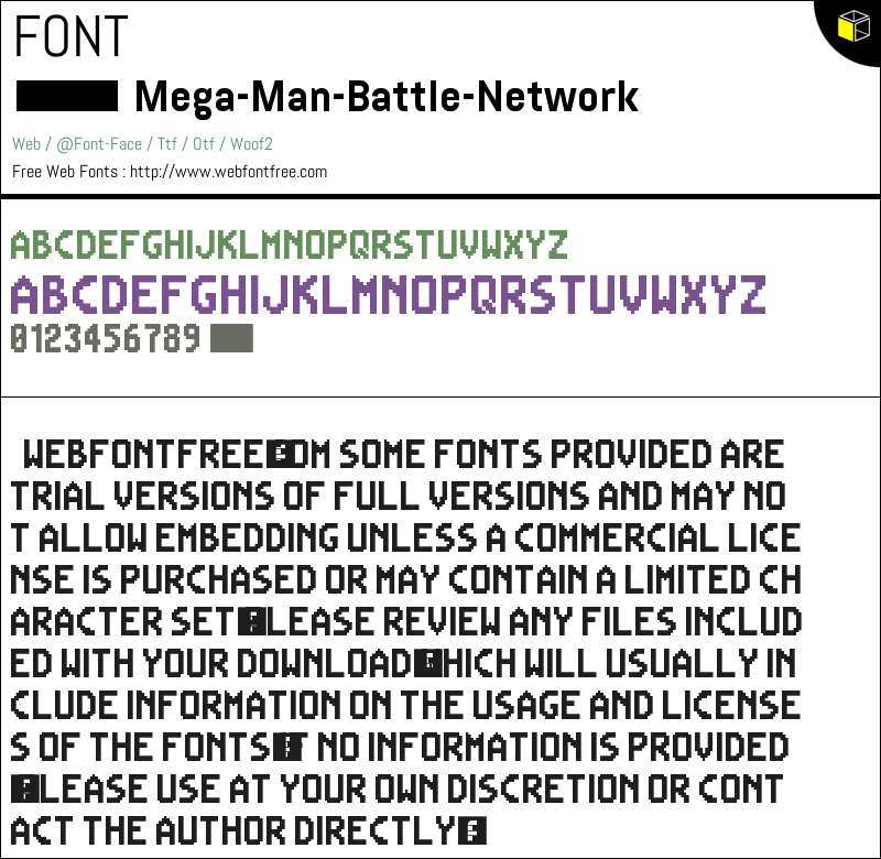 Mega Man Battle Network Regular Fonts Downloads - WebFontFree.Com
