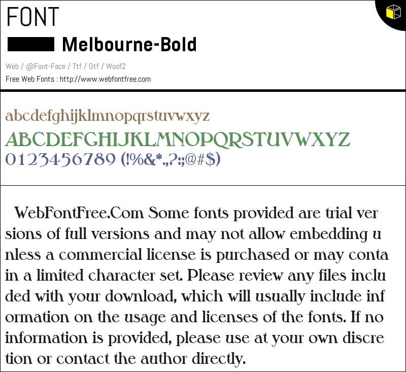 Melbourne Bold Fonts Downloads - WebFontFree.Com
