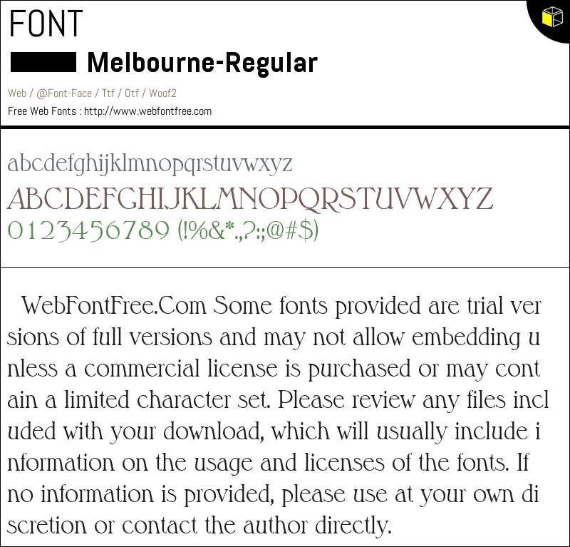 Melbourne Regular Fonts Downloads - WebFontFree.Com