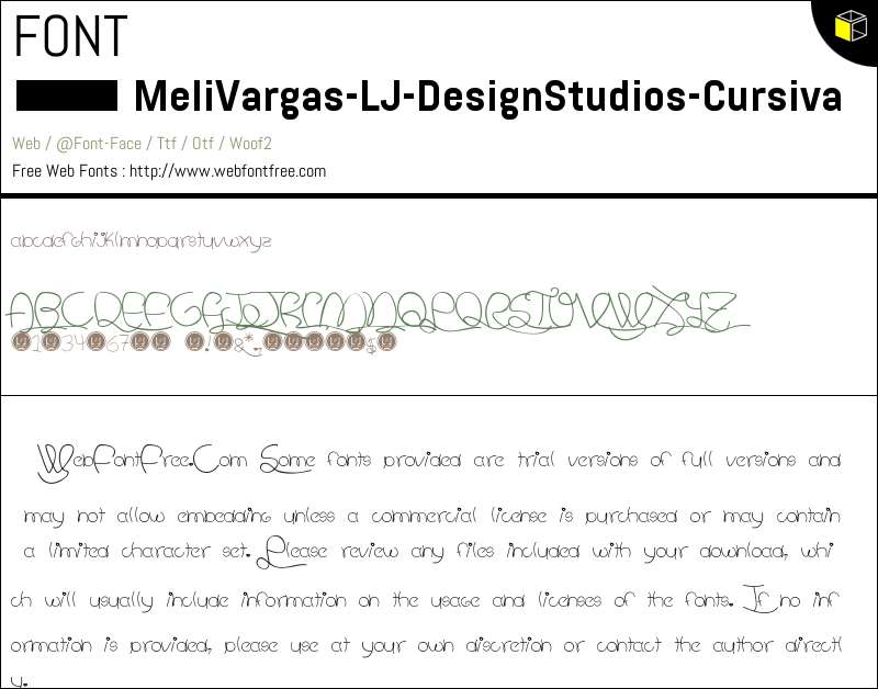 Meli Vargas - LJ-Design Studios Cursiva Fonts Downloads - WebFontFree.Com