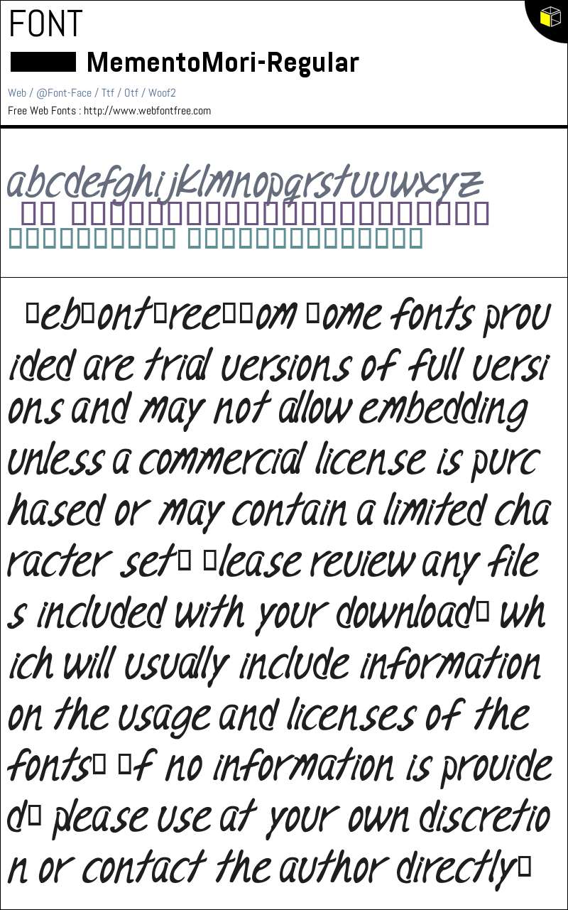 Memento Mori Regular Fonts Downloads - WebFontFree.Com