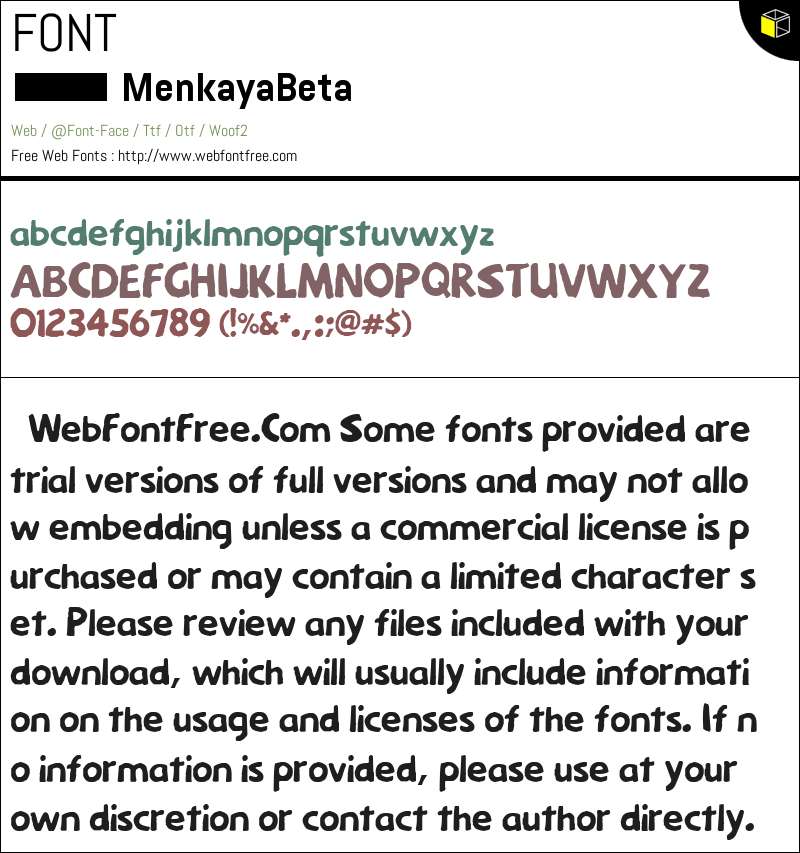 Menkaya Beta Fonts Downloads - WebFontFree.Com