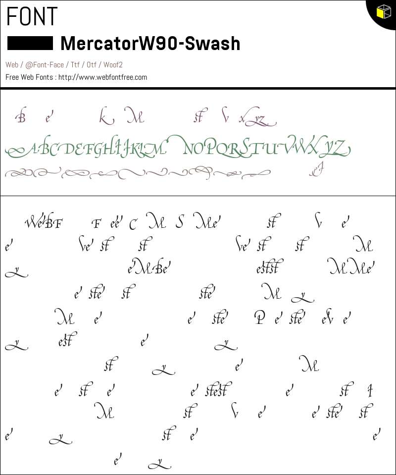 Mercator W90 Swash Fonts Downloads - WebFontFree.Com
