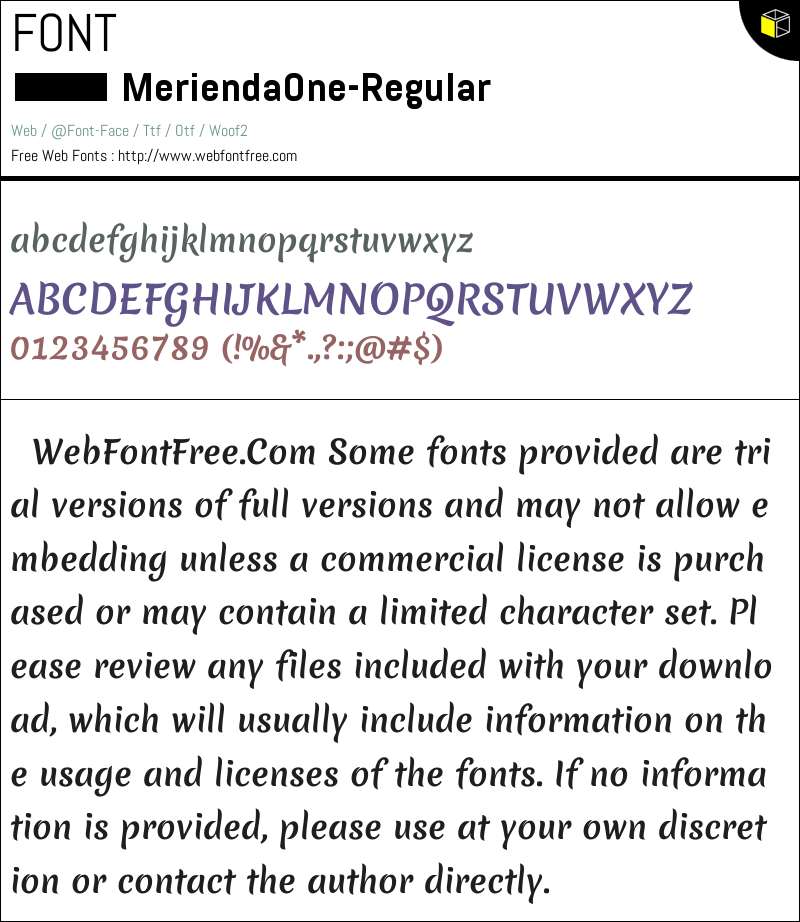 Merienda One Fonts Downloads - WebFontFree.Com