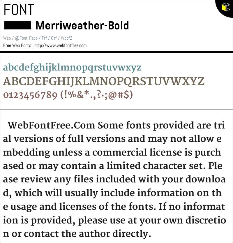 Merriweather Bold Fonts Downloads - WebFontFree.Com