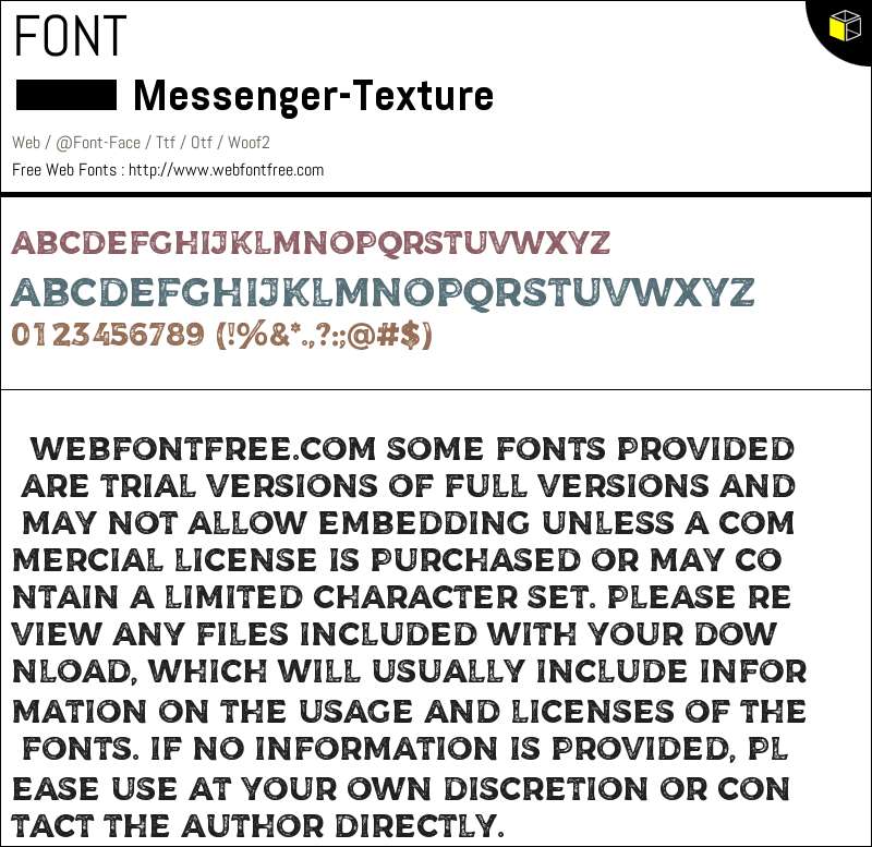 Messenger Texture Fonts Downloads - WebFontFree.Com