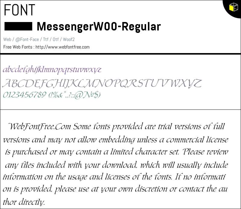 Messenger W00 Regular Fonts Downloads - WebFontFree.Com