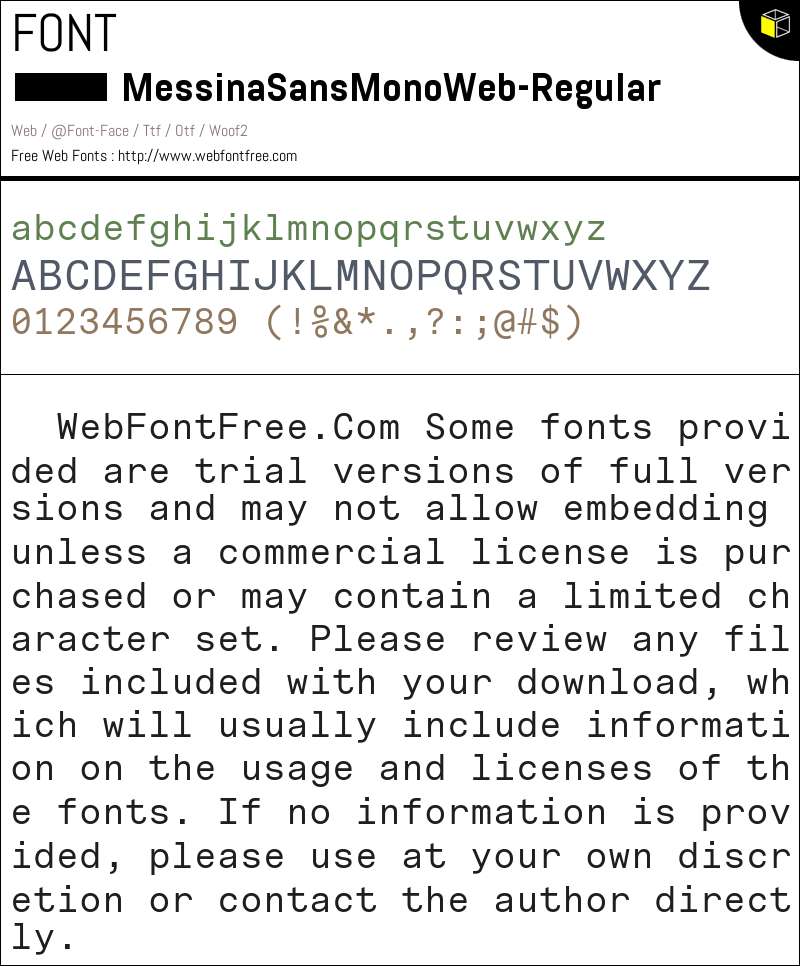 MessinaSansMonoWeb Regular Fonts Downloads - WebFontFree.Com