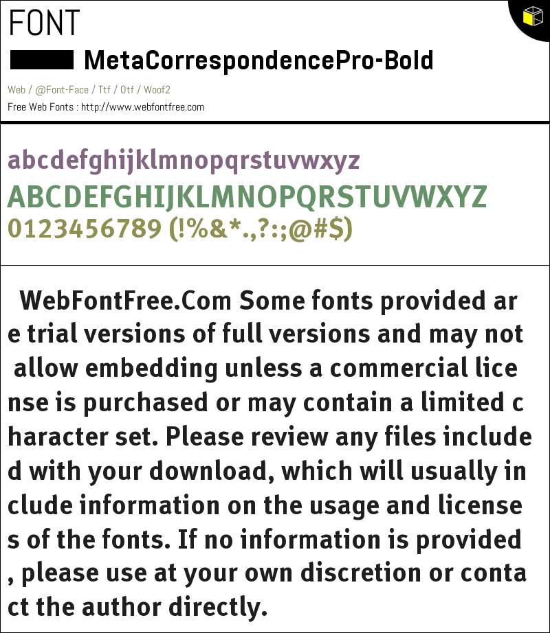 Meta Correspondence W07 Bold Fonts Downloads - WebFontFree.Com