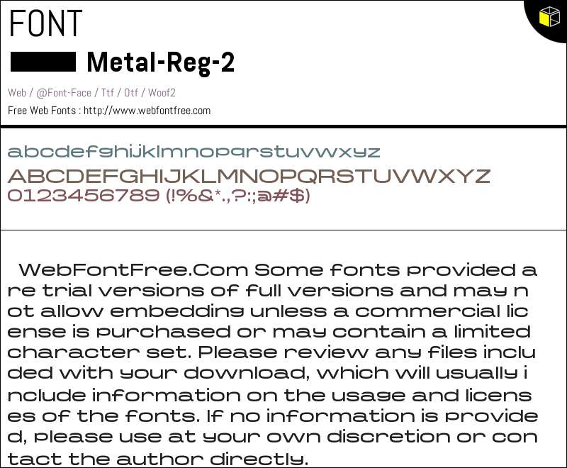Metal Reg-2 Fonts Downloads - WebFontFree.Com