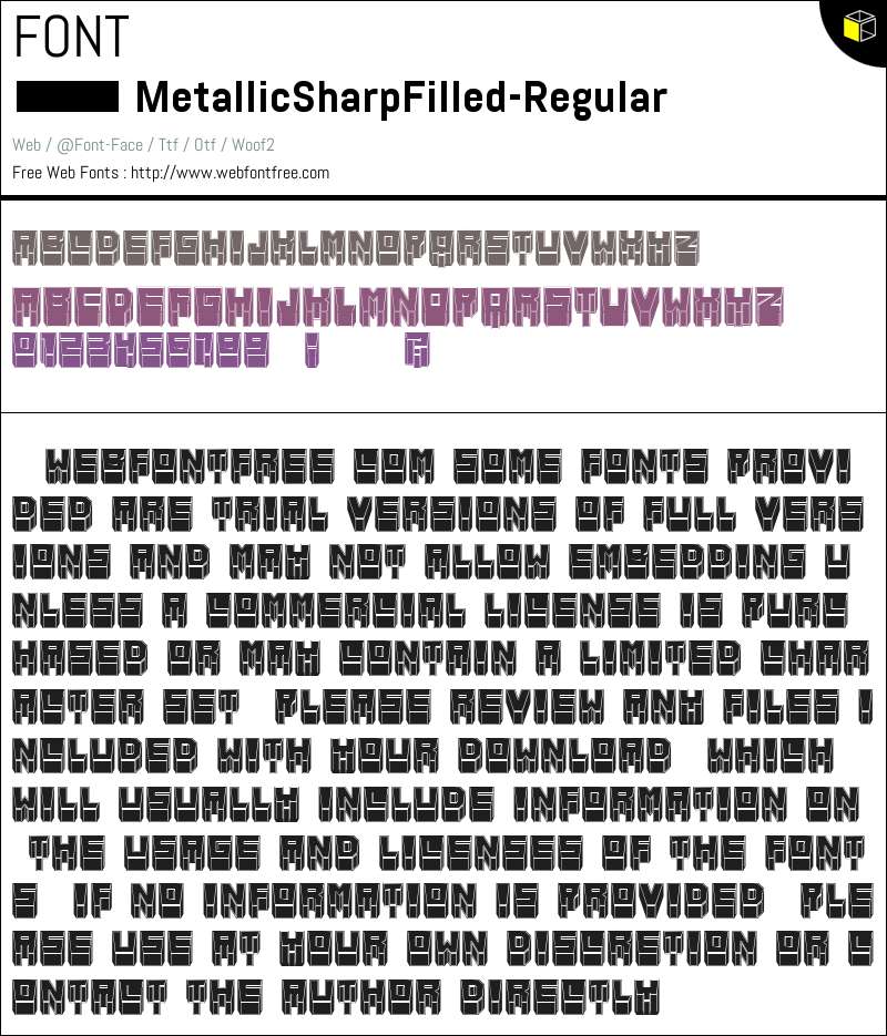 Metallic Sharp Filled Regular Fonts Downloads - WebFontFree.Com