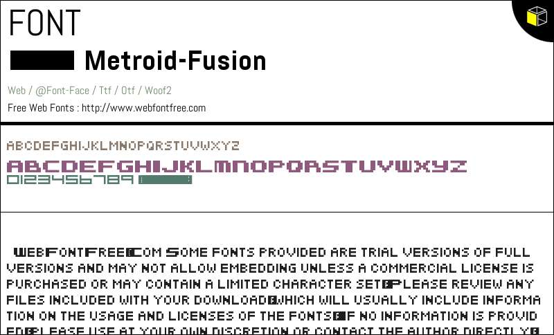 Metroid Fusion Regular Fonts Downloads - WebFontFree.Com