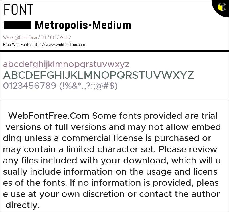 Metropolis Medium Regular 字体 下载 - WebFontFree.Com