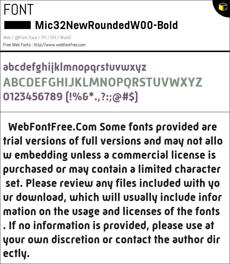 Mic 32 New Rounded W00 Bold Fonts Downloads - WebFontFree.Com