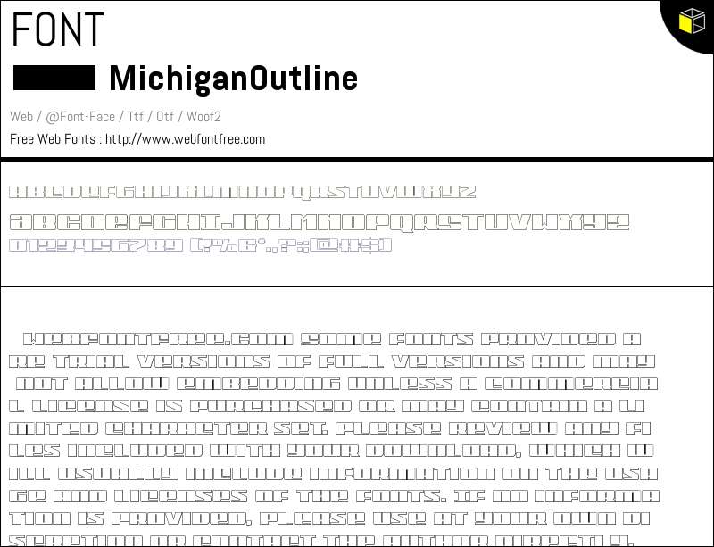 Michigan Outline Fonts Downloads - WebFontFree.Com