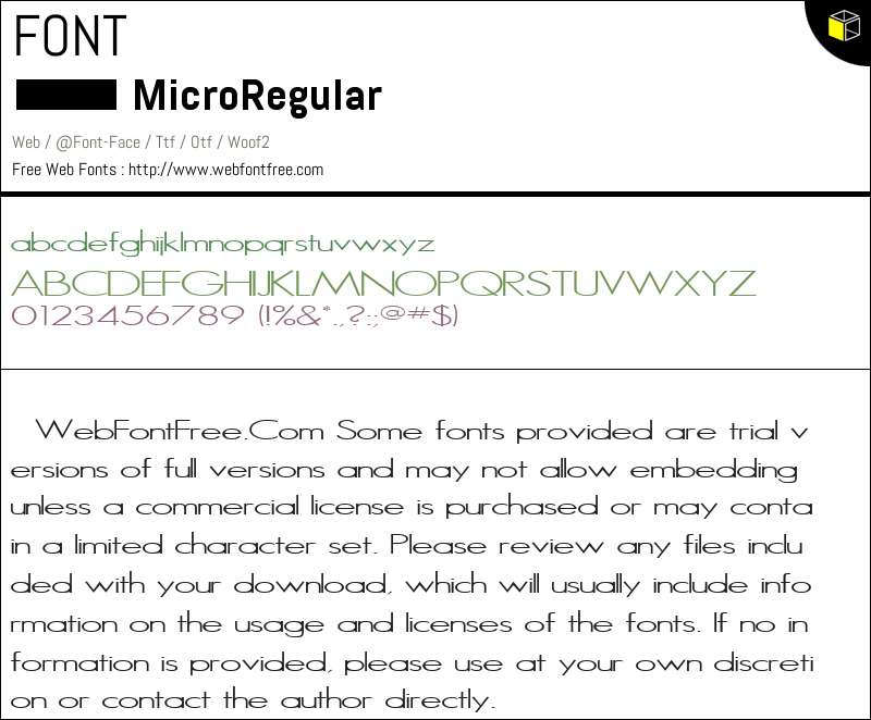 Micro Regular Fonts Downloads - WebFontFree.Com