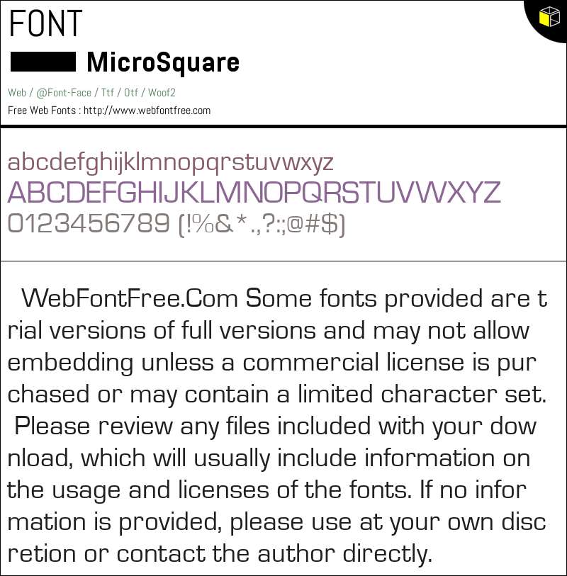 MicroSquare-Regular Fonts Downloads - WebFontFree.Com